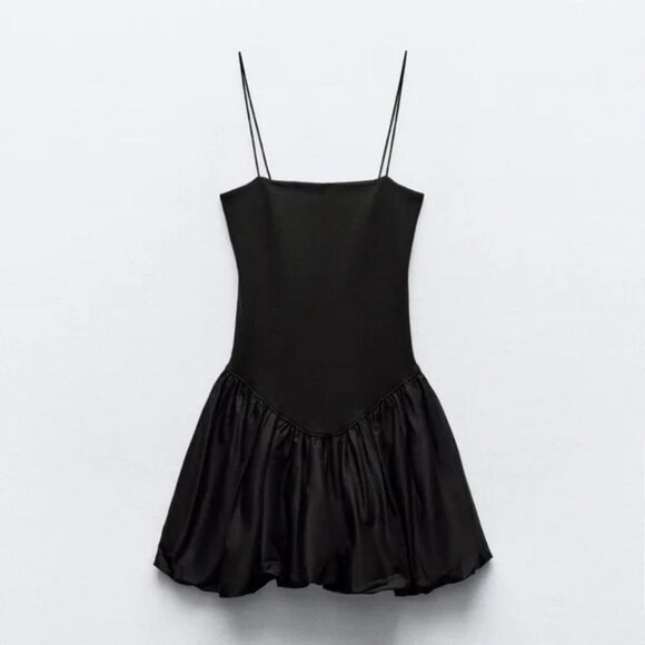 Zara | Dresses | Zara Mixed Rib Poplin Balloon Dress | Poshmark